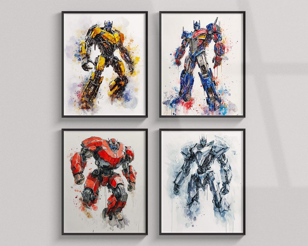 Transformers Art Print, Optimus Prime, Bumblebee, Megatron, Set of ...