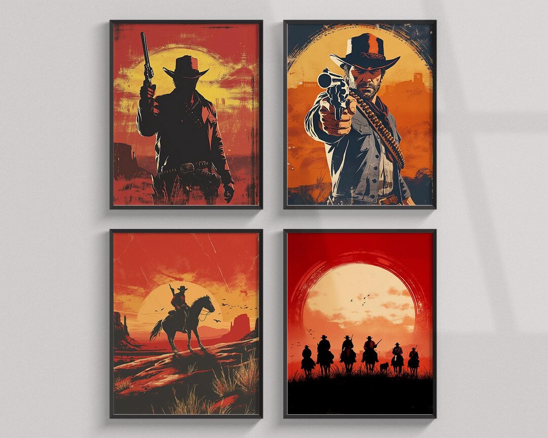 Red Dead Redemption Poster, Set RDR 2 Prints, Vintage Cowboy Print ...