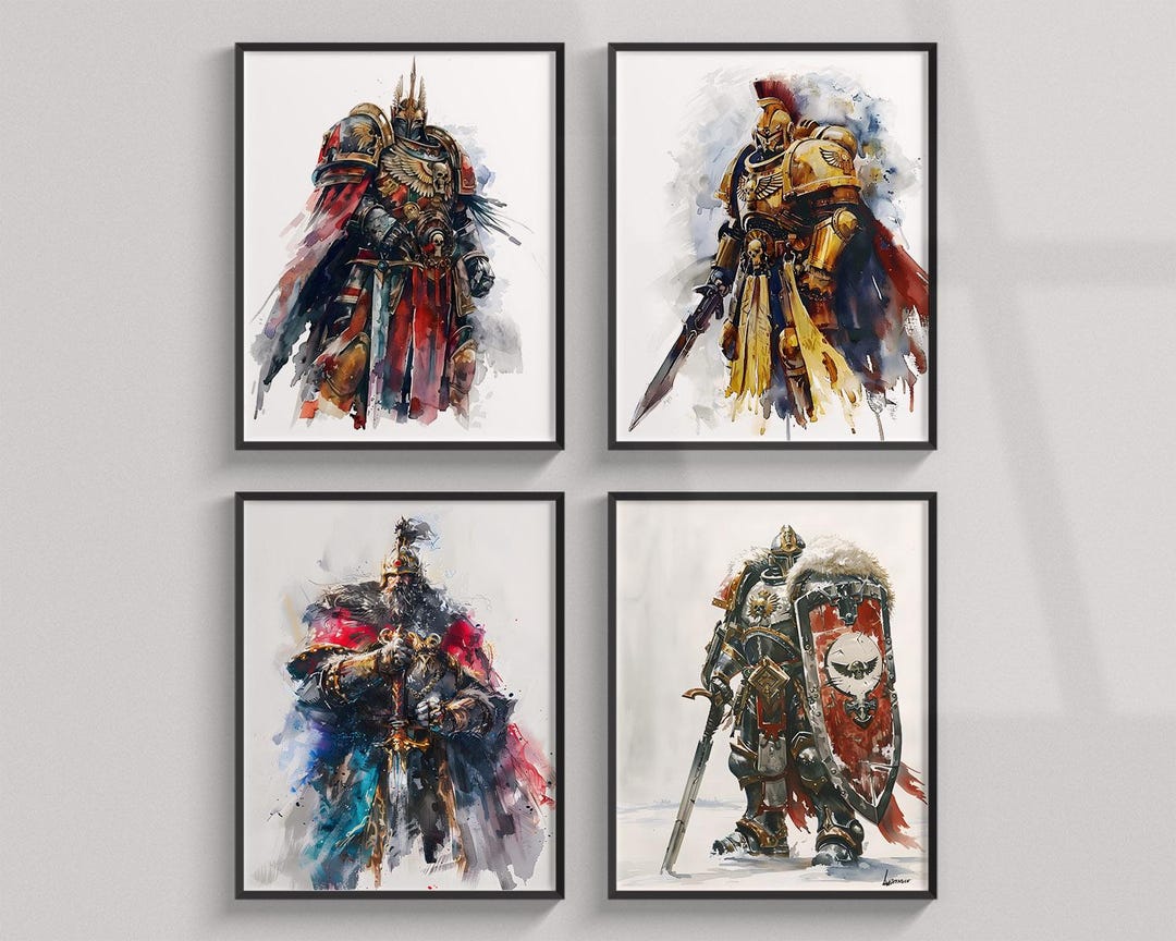 Warhammer 40k Print, Set of 4 Watercolor Characters, Fantasy Video Game ...