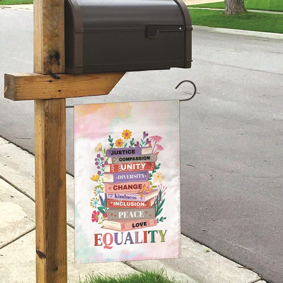 Equality Floral Book Yard Sign, Inclusion Peace Love Flag, Human Rights ...
