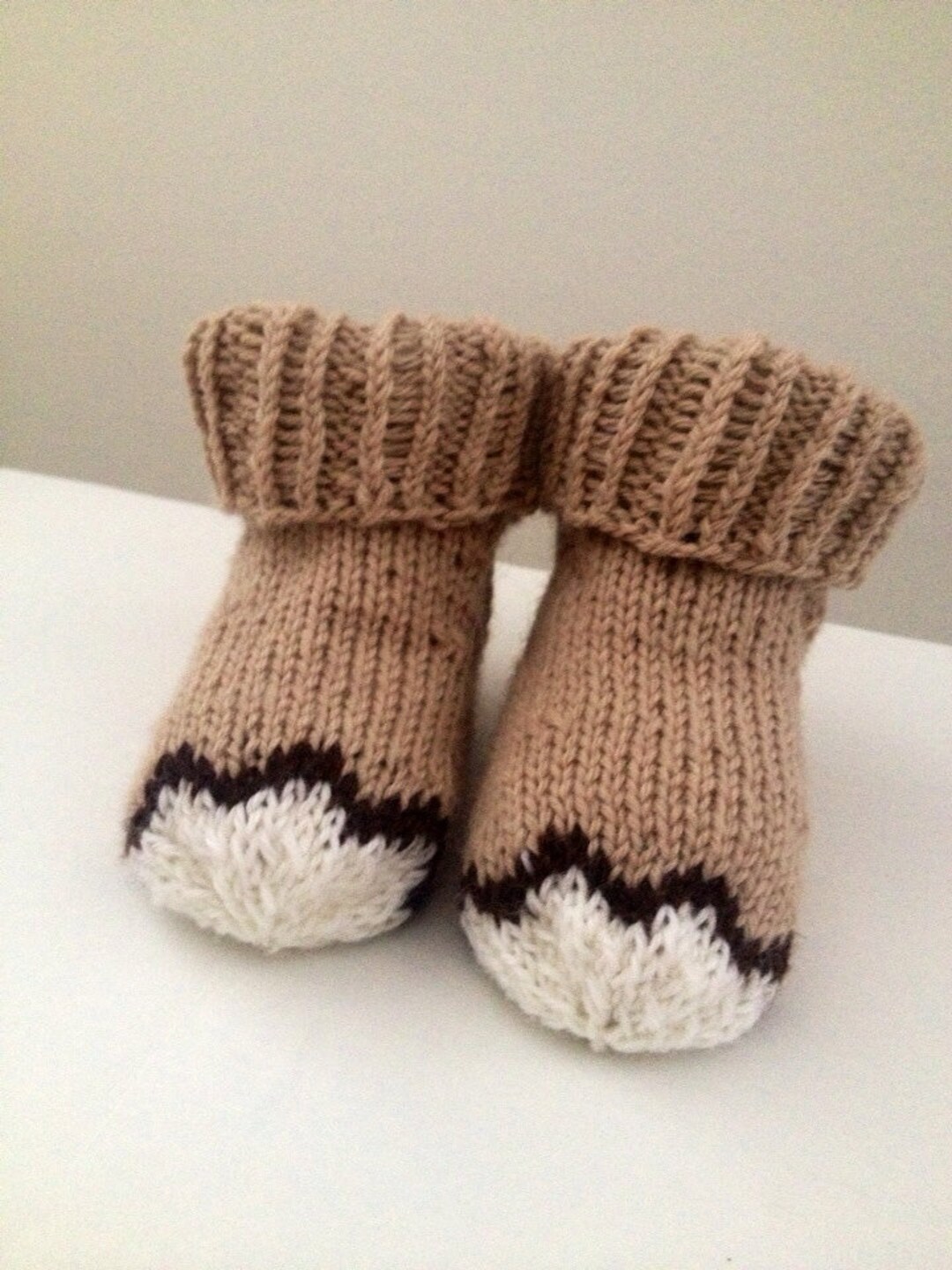 Hand Knit Baby Bear Brown Merino Wool Socks Booties Newborn Handmade - Etsy
