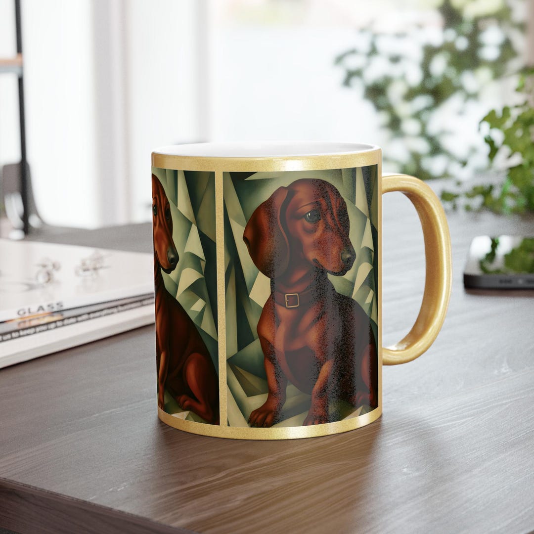 Stylish Dog Mug | Metallic Gold Coffee Cup | Unique Pet Lover Gift ...