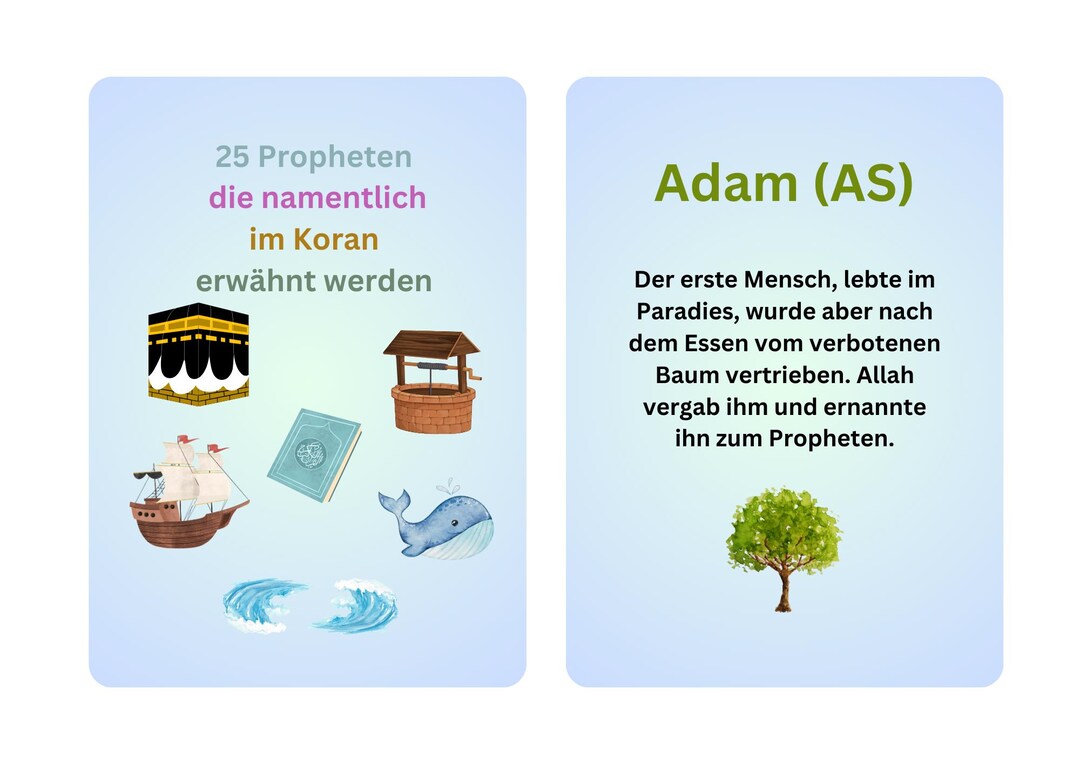 25 Prophet Cards for Children | Islamic Learning Cards | Digital PDF to ...