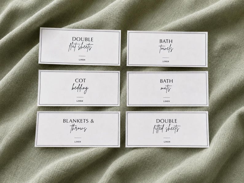 Linen Labels | Personalised Water Resistant Basket Stickers | White ...
