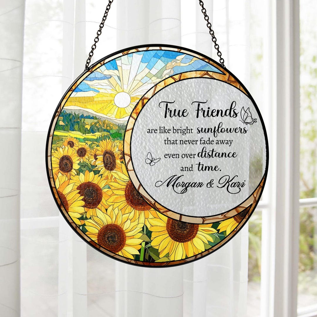 Personalized Friendship Window Hanging, Sunflower Stained Glass, Best ...