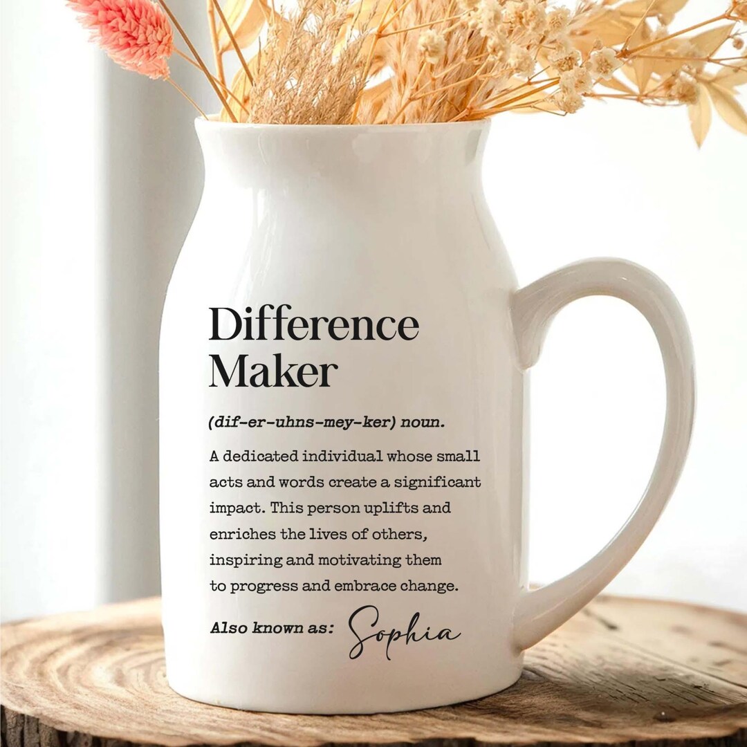 Personalized Difference Maker Floral Ceramic Vase, Custom Difference ...
