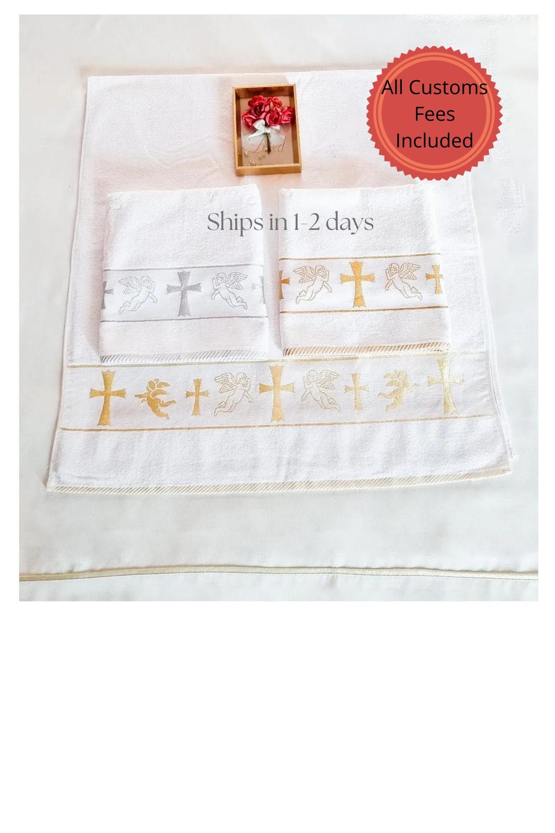 Embroidered Baptism Towel: White Cotton Christening Gift - Etsy