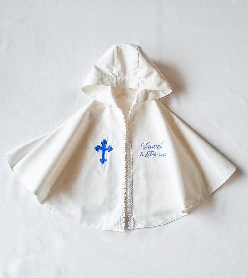 White/ivory Cotton Embroidered Baptism Cape: White Personalized ...
