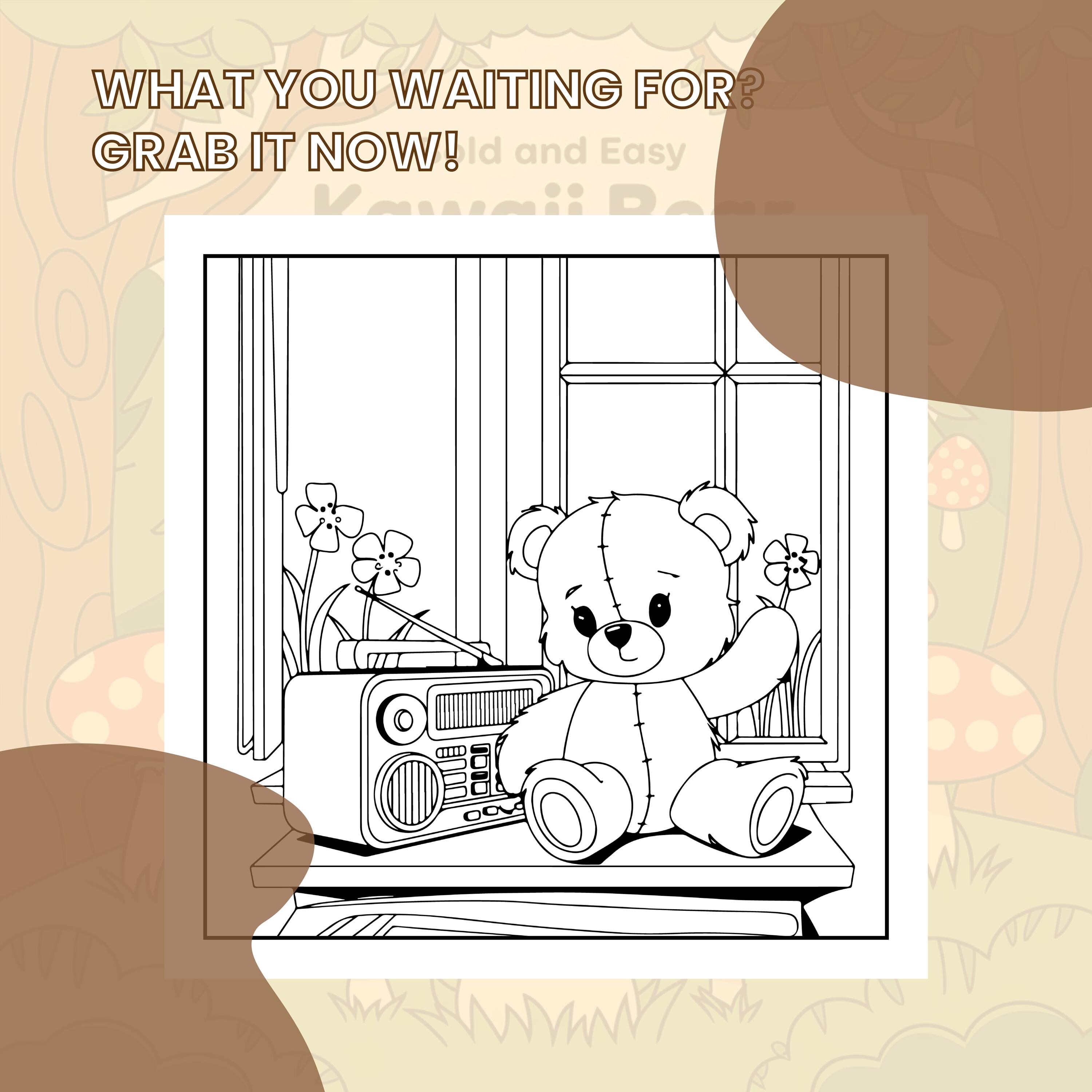 Cozy Bear Digital Coloring Book 100+ Pages Instant Download, Hygge ...