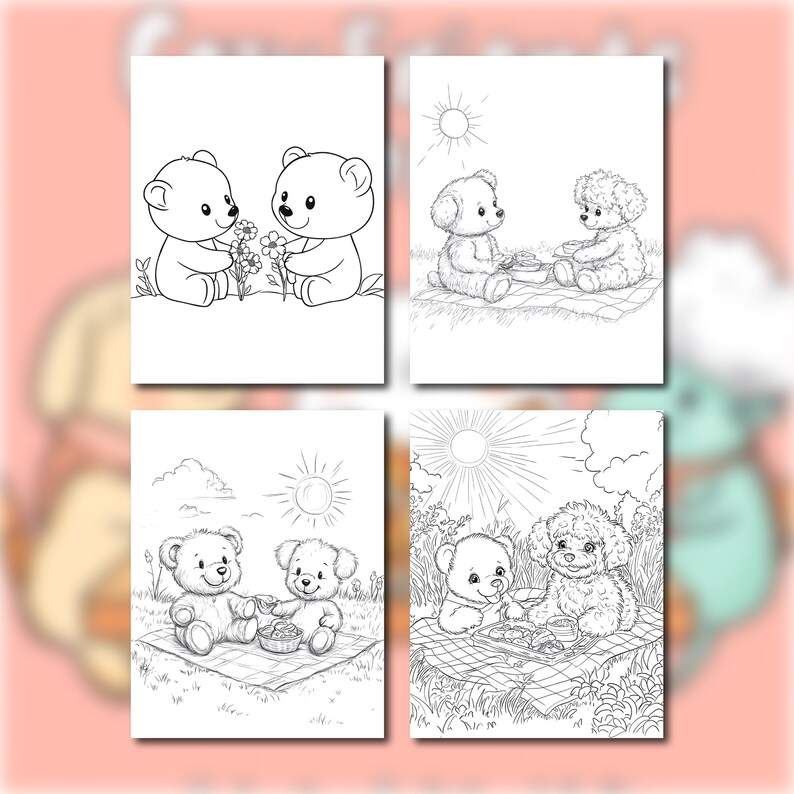 Cozy Friends Coloring Pages | Set One 120+ Pages | Instant Download PDF ...