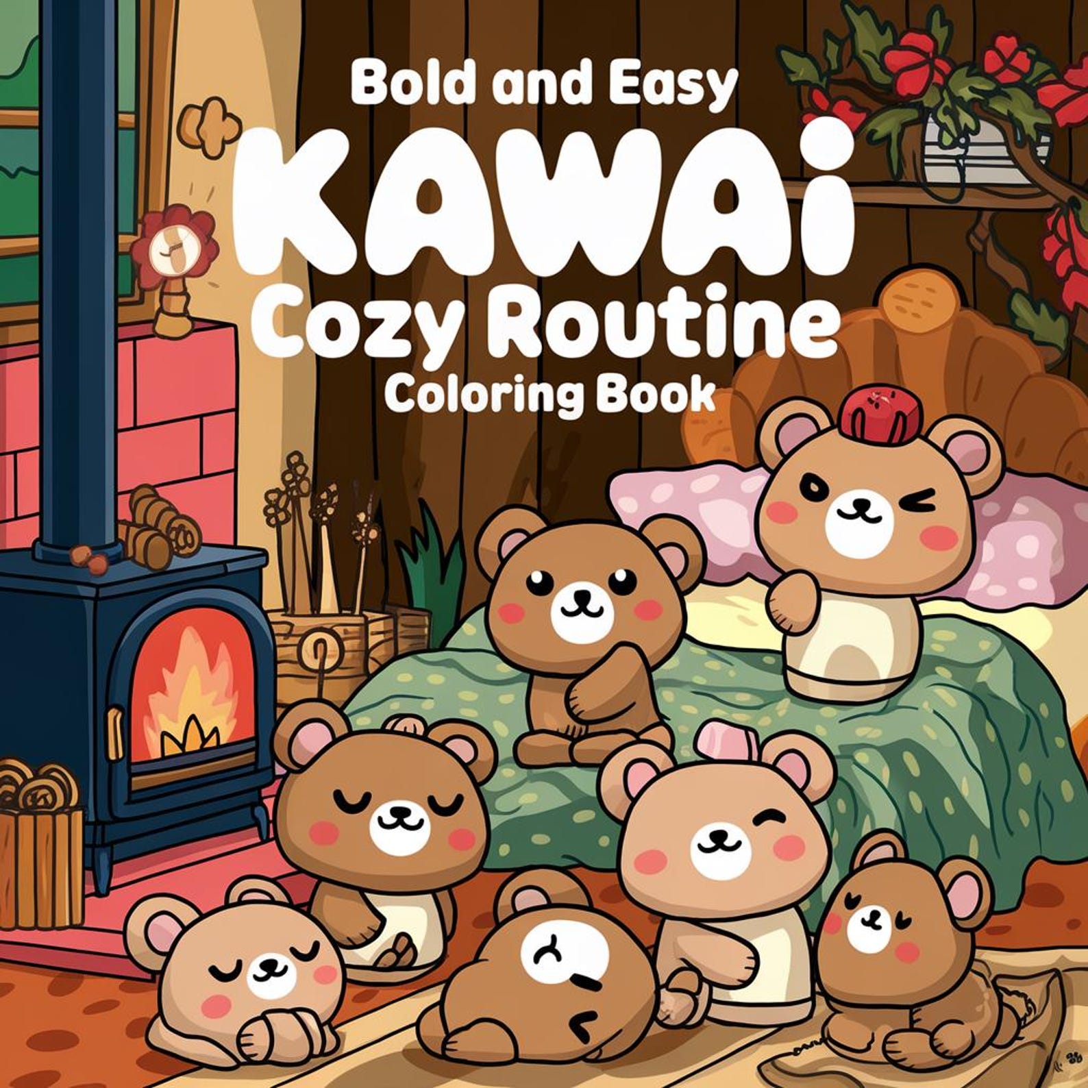 Cozy Bear Digital Coloring Book 100+ Pages Instant Download, Hygge ...
