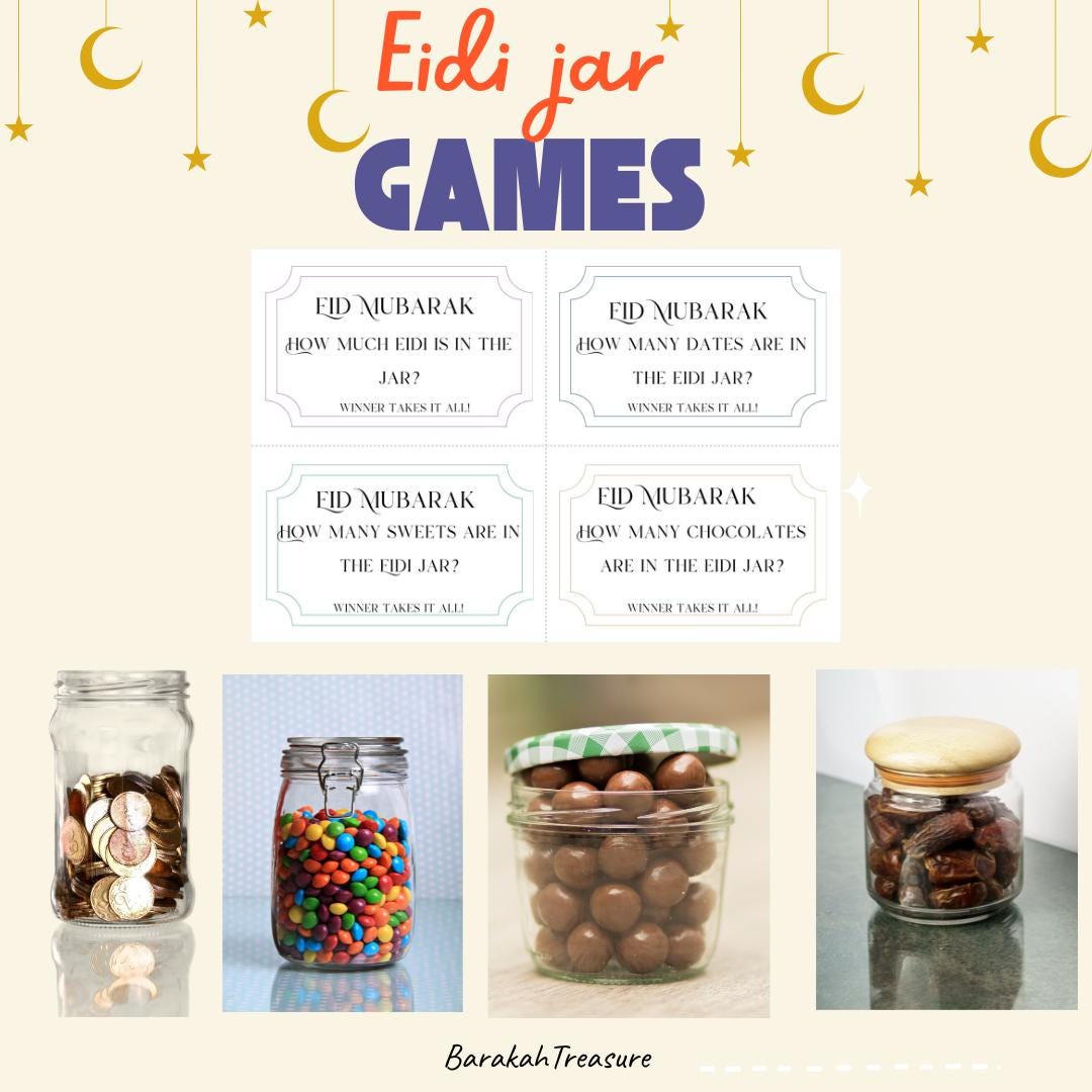 Eidi Jar Game Label, Eid Games, Eidi Jar, Eid Fun, Eid Competition ...