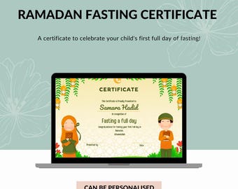 Children's Fasting Certificate for Ramadan, Fasting Certificate ...