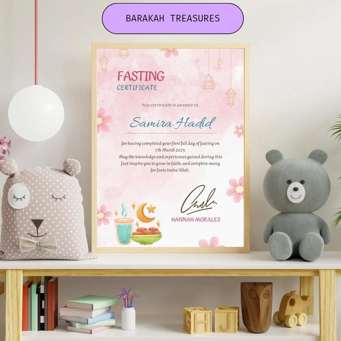 Children's Fasting Certificate for Ramadan, Fasting Certificate ...