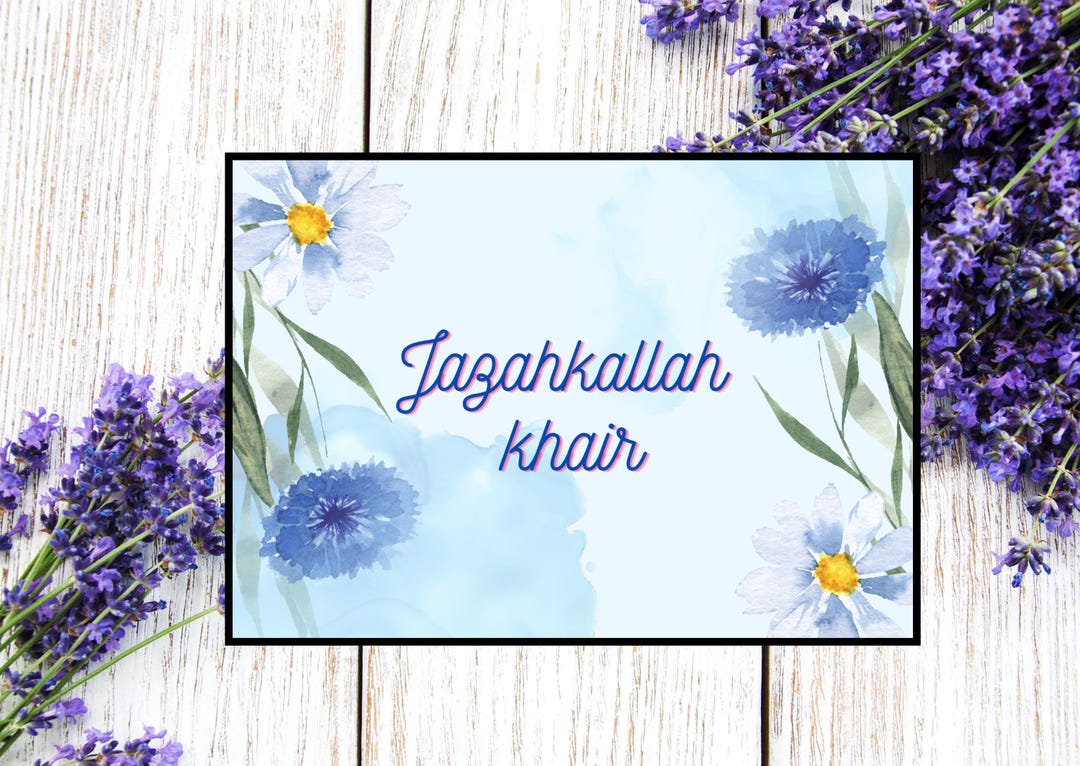Thank You Card, Islamic Thank You Card, Jazahkallah Khair Card ...