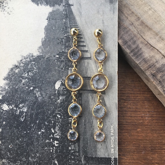 CRYSTAL BEAD POSTS Upcycled Vintage Beaded Dangles Gold | Etsy
