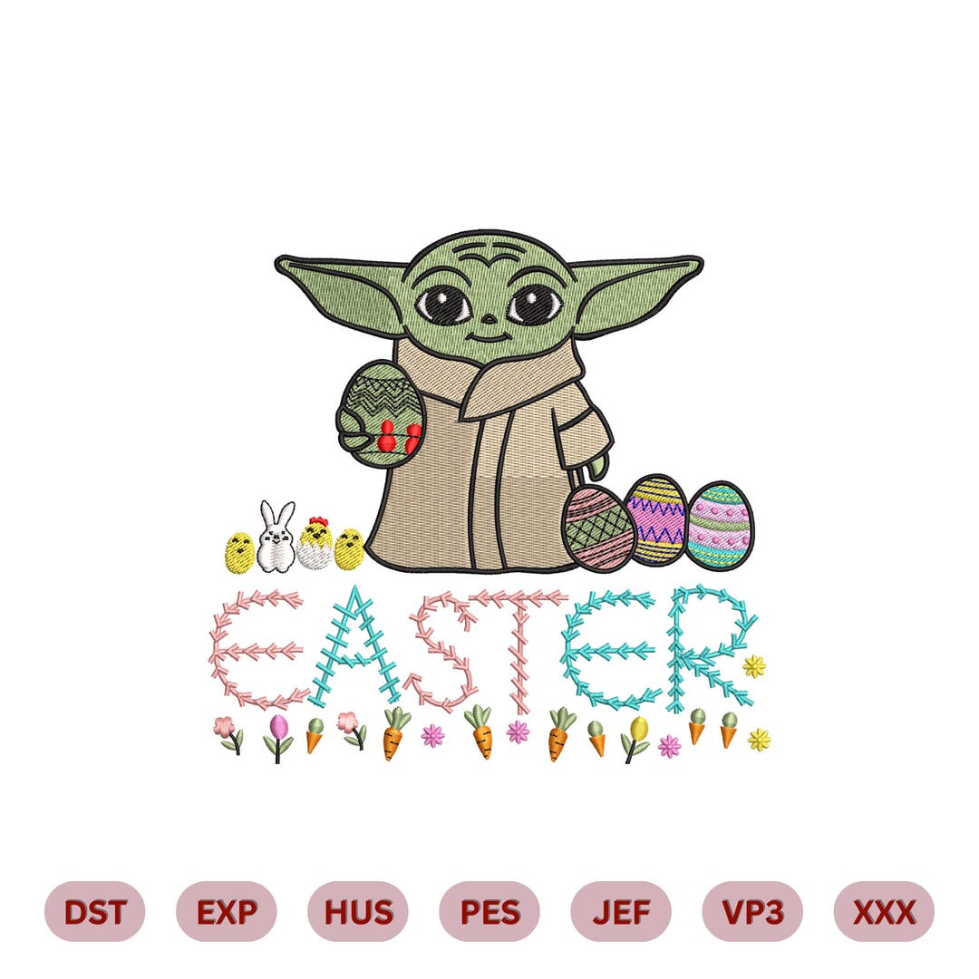 Baby Yoda Easter Applique Embroidery Design, Easter Day Embroidery ...