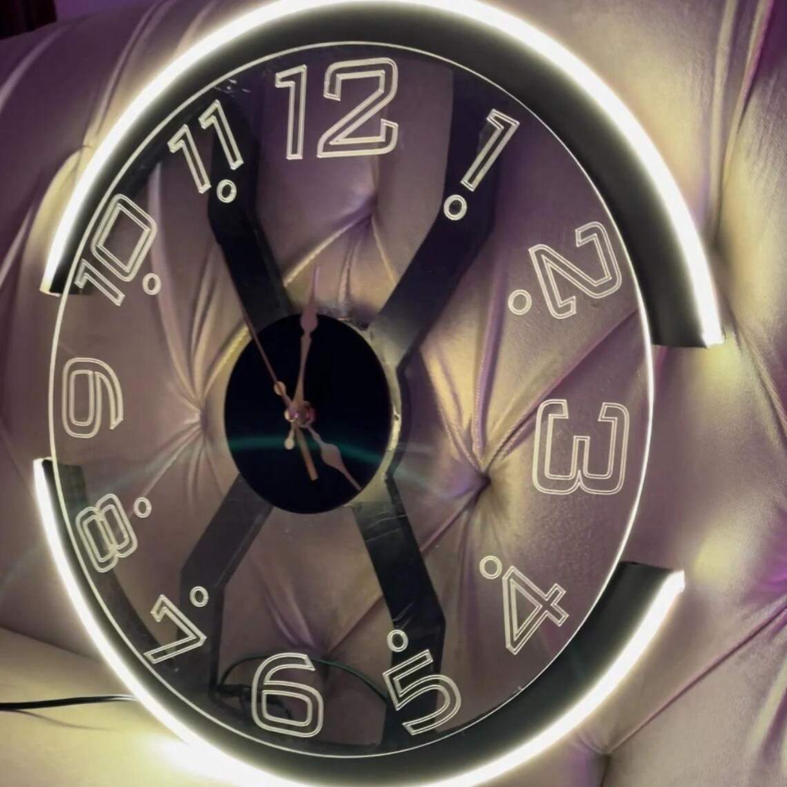 X Shape Neon Clock: Modern LED Ambient Light Wall Decor (17x17 Inches ...