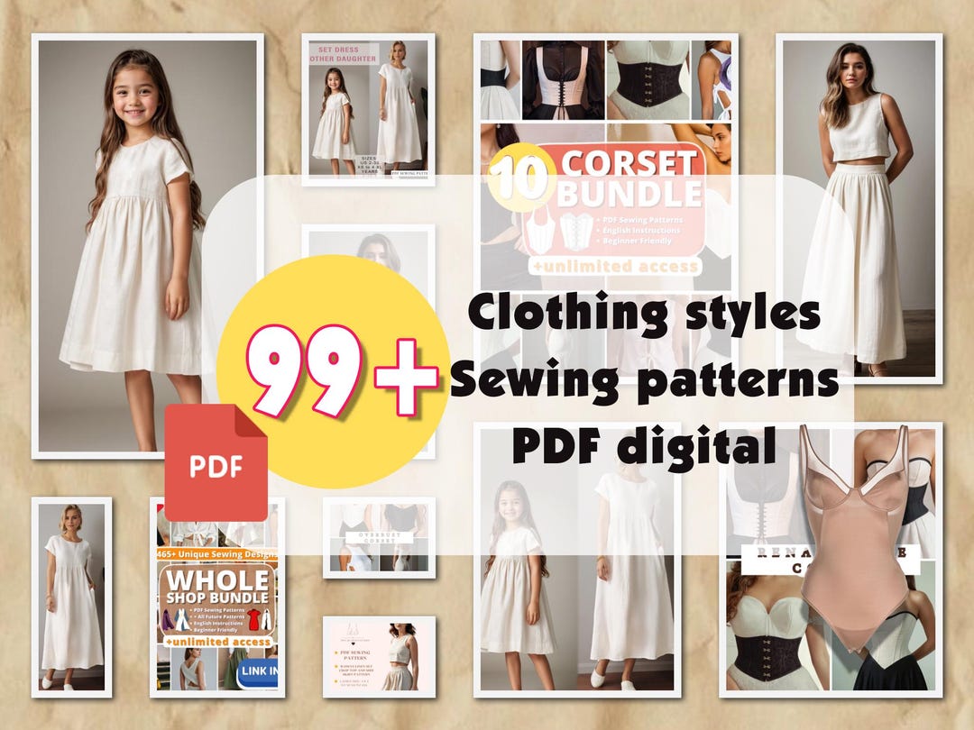 Easy Beginner Sewing Pattern Pack - Garment PDF Pattern Pack - 90 ...