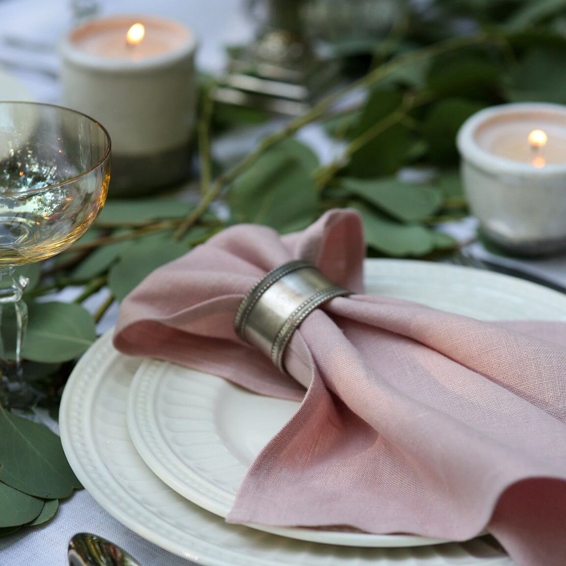 Blush Pink Linen Napkins Set of 6 Perfect for Wedding Table or | Etsy