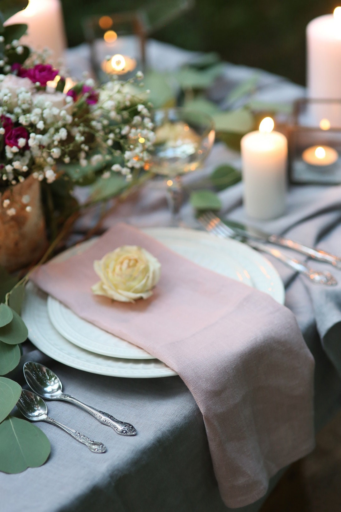 Blush Pink Linen Napkins Set of 6 Perfect for Wedding Table or Dinner ...