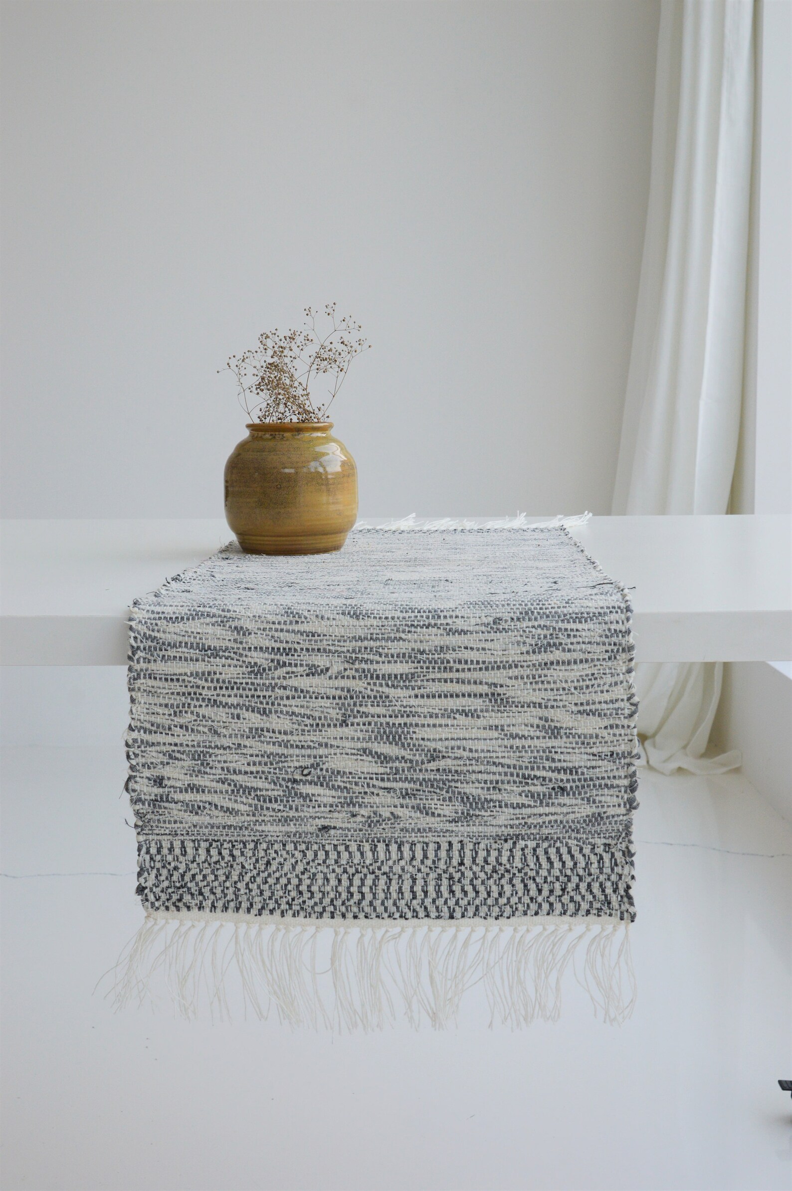 Linen Table Runner Handwoven Modern Farmhouse Table Runner - Etsy