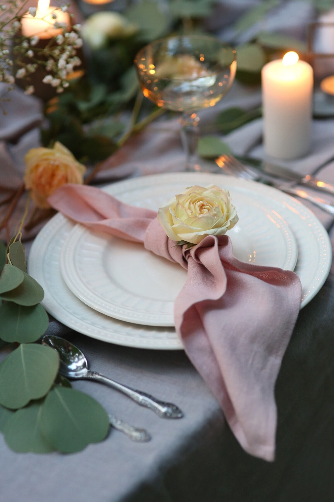 Blush Pink Linen Napkins Set of 6 Perfect for Wedding Table or | Etsy