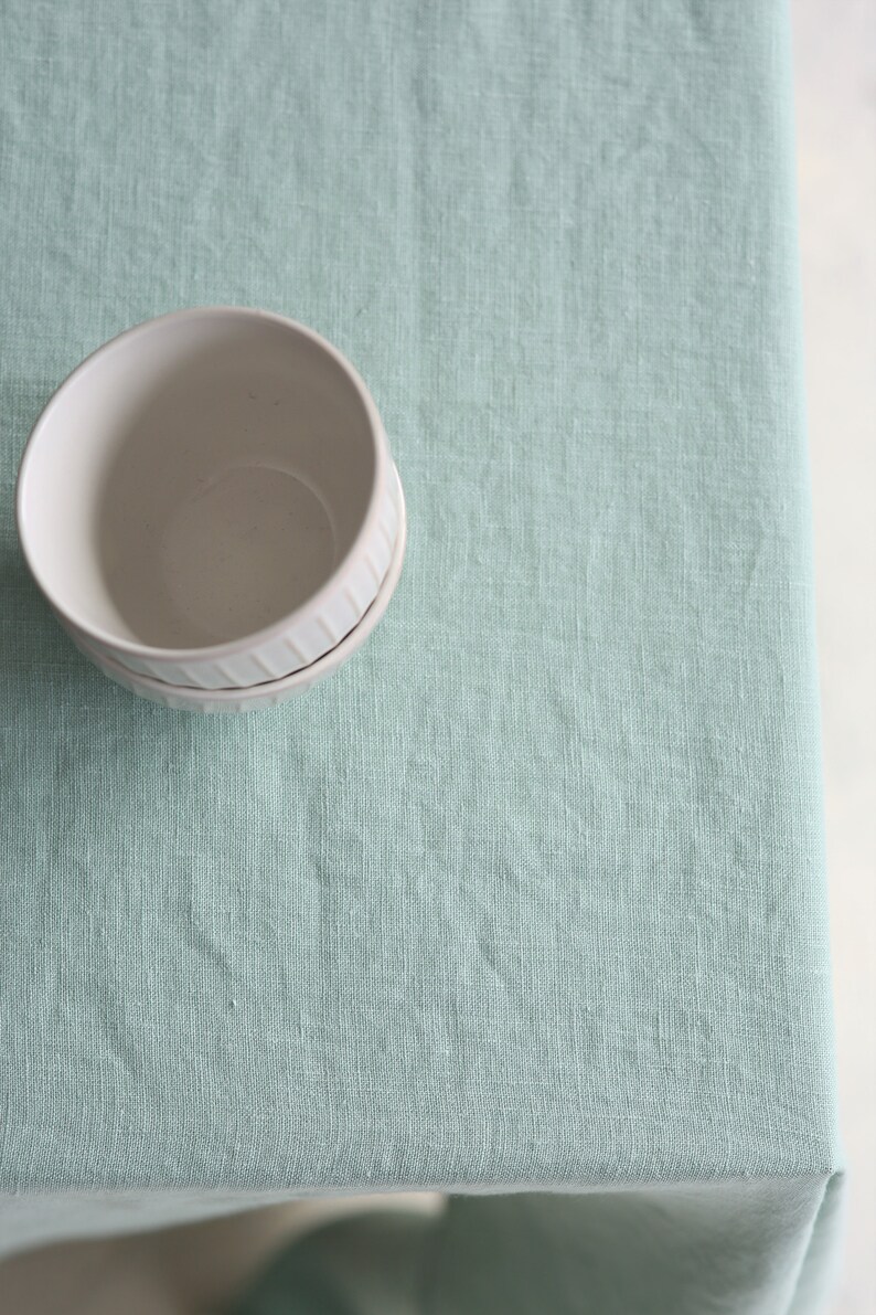 Round tablecloth Linen square table cloth in mint green | Etsy