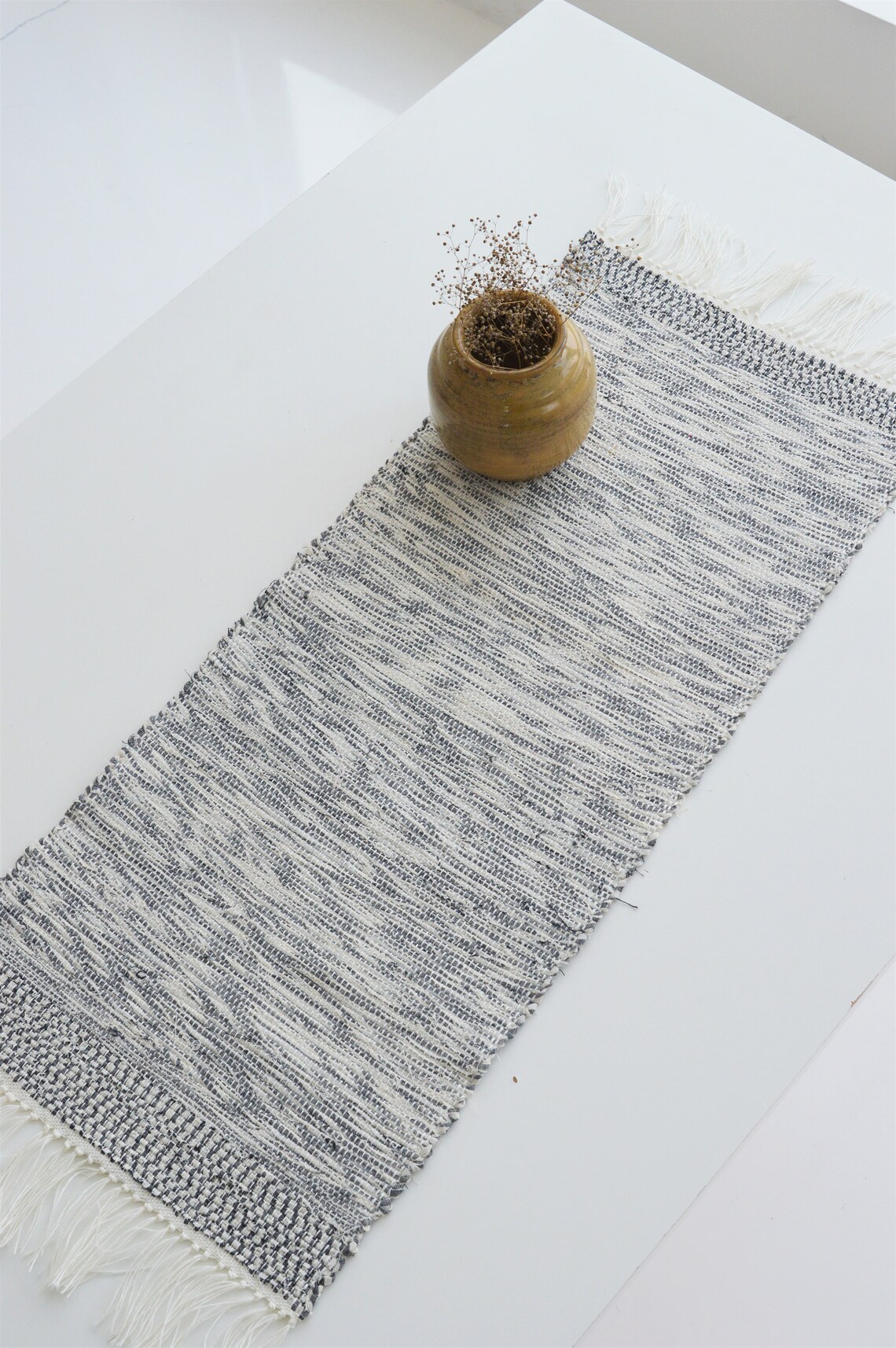 Linen Table Runner Handwoven Modern Farmhouse Table Runner - Etsy