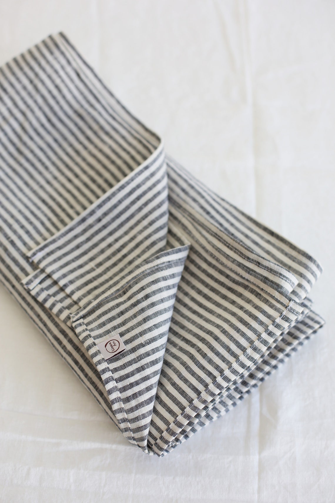 Black Striped Linen Tablecloth Handmade From Stonewashed Linen - Etsy