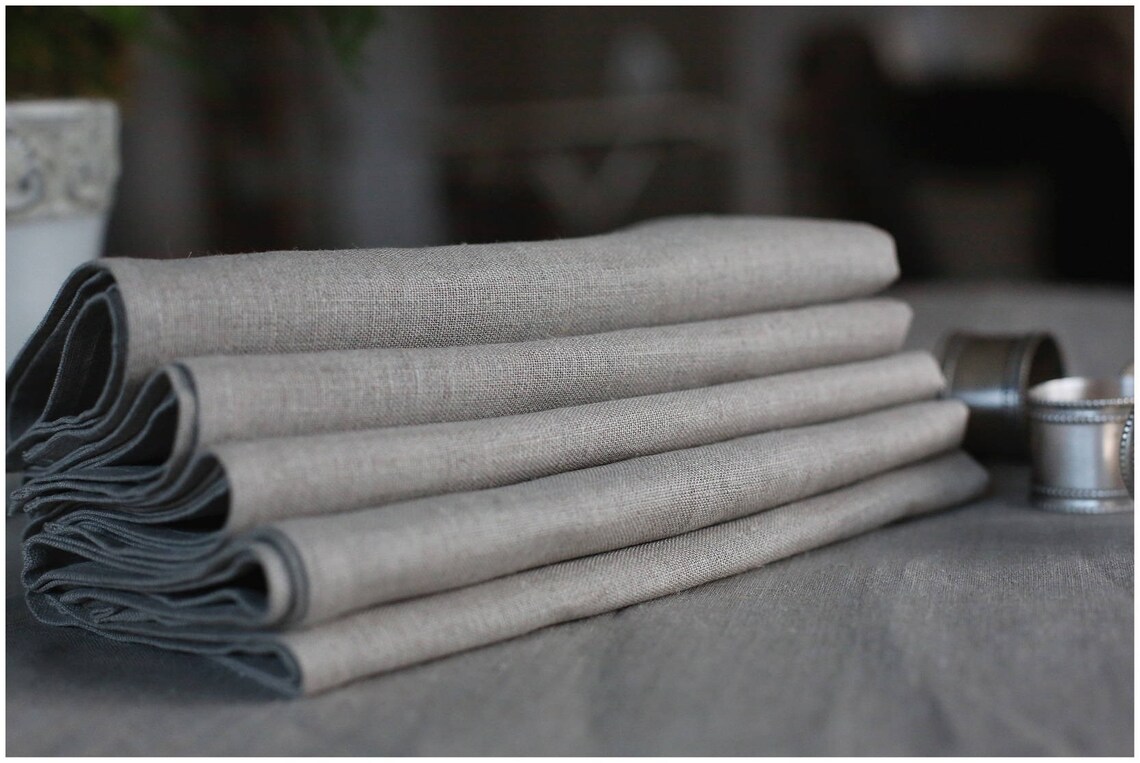 Gray linen napkins set of napkins rustic napkins table | Etsy