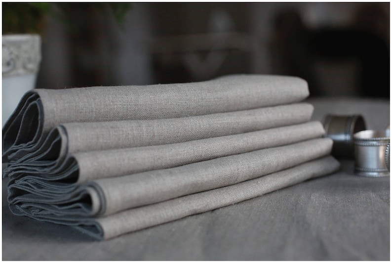 Gray Linen Napkins, Set of Napkins, Rustic Napkins, Table Napkins, Grey ...