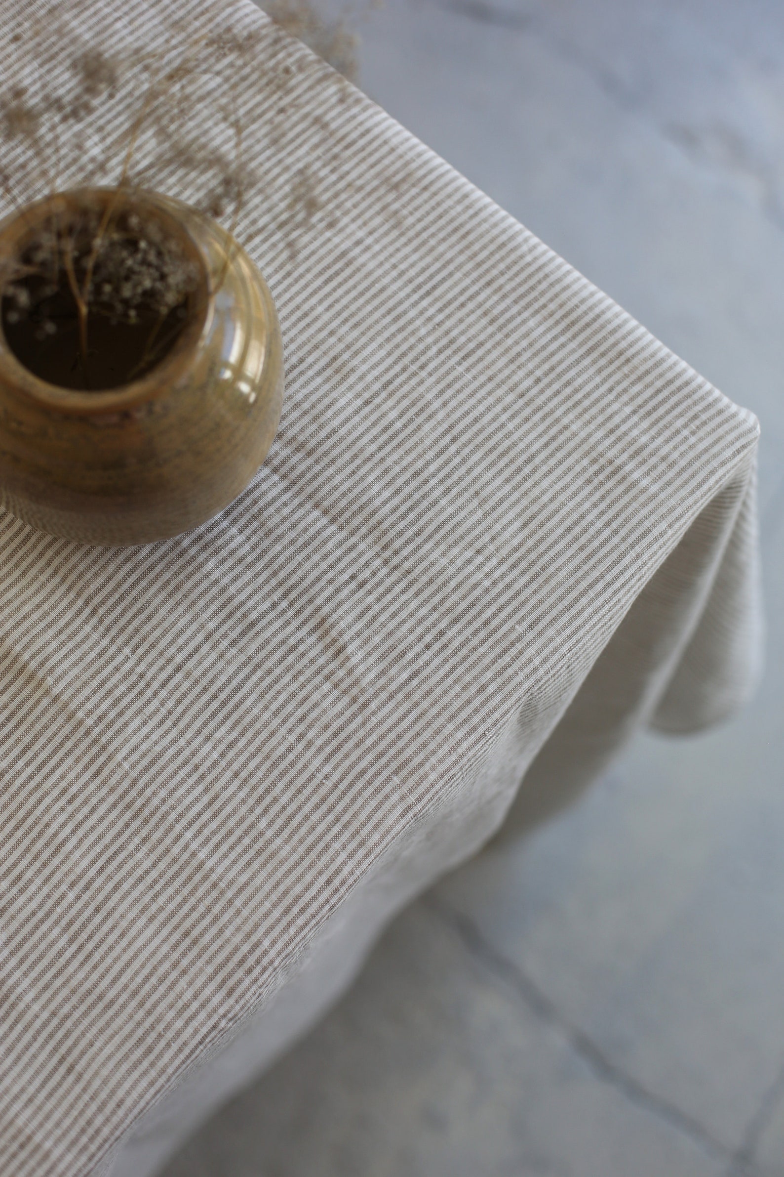 Striped Linen Tablecloth Round Linen Tablecloth Washed | Etsy
