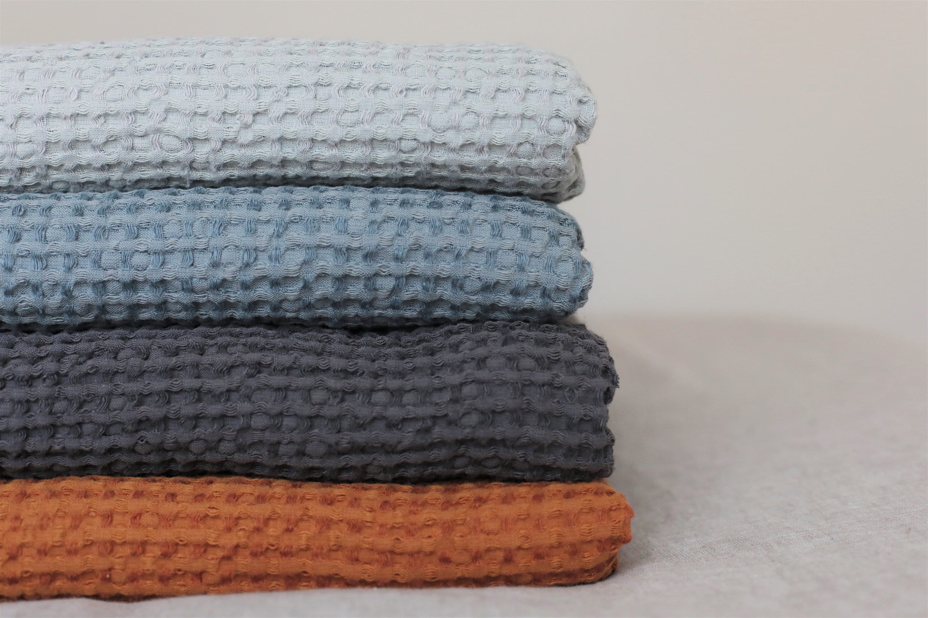 Linen Bed Cover in Dark Grey Waffle Texture Linen Throw | Etsy