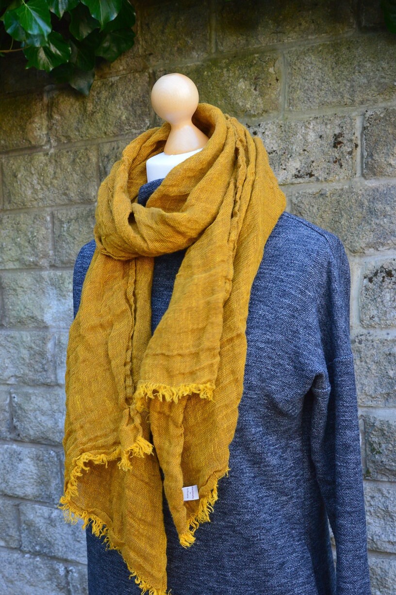 Organic Linen Scarf | Natural Linen Scarf | Extra Large Linen Scarf ...