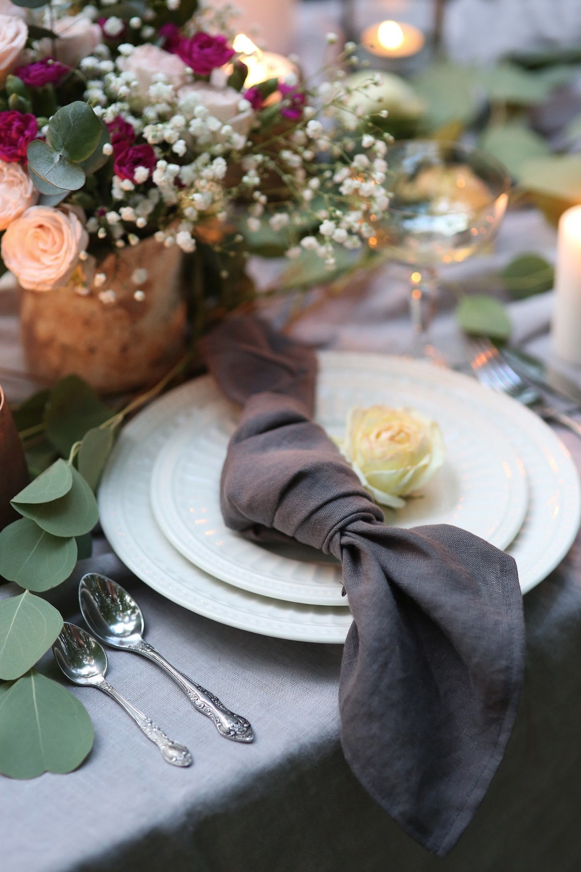 Light Grey Linen Napkin Set Grey Napkins Cloth Linen Napkins Blush Pink ...