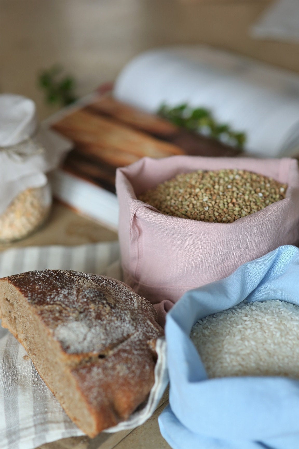 Reusable bags zero waste bag linen bag linen bread bag | Etsy