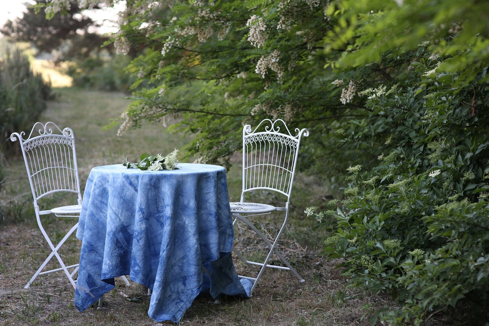 Linen Table Cloth Blue Color Dining Tablecloth Hand Dyed - Etsy