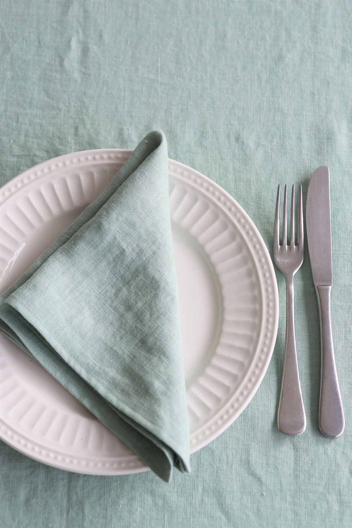 Round Tablecloth Linen Square Table Cloth in Mint Green - Etsy