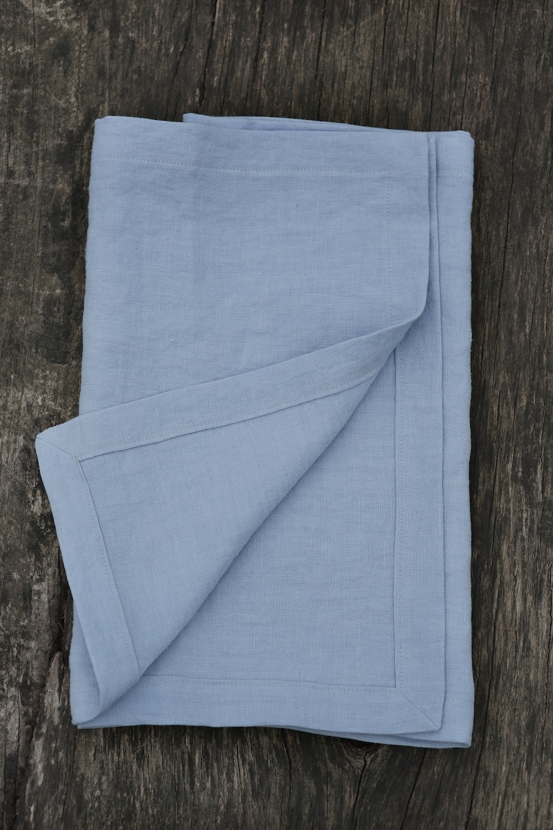 Light Blue Table Runner Made From Stonewashed Linen - Etsy