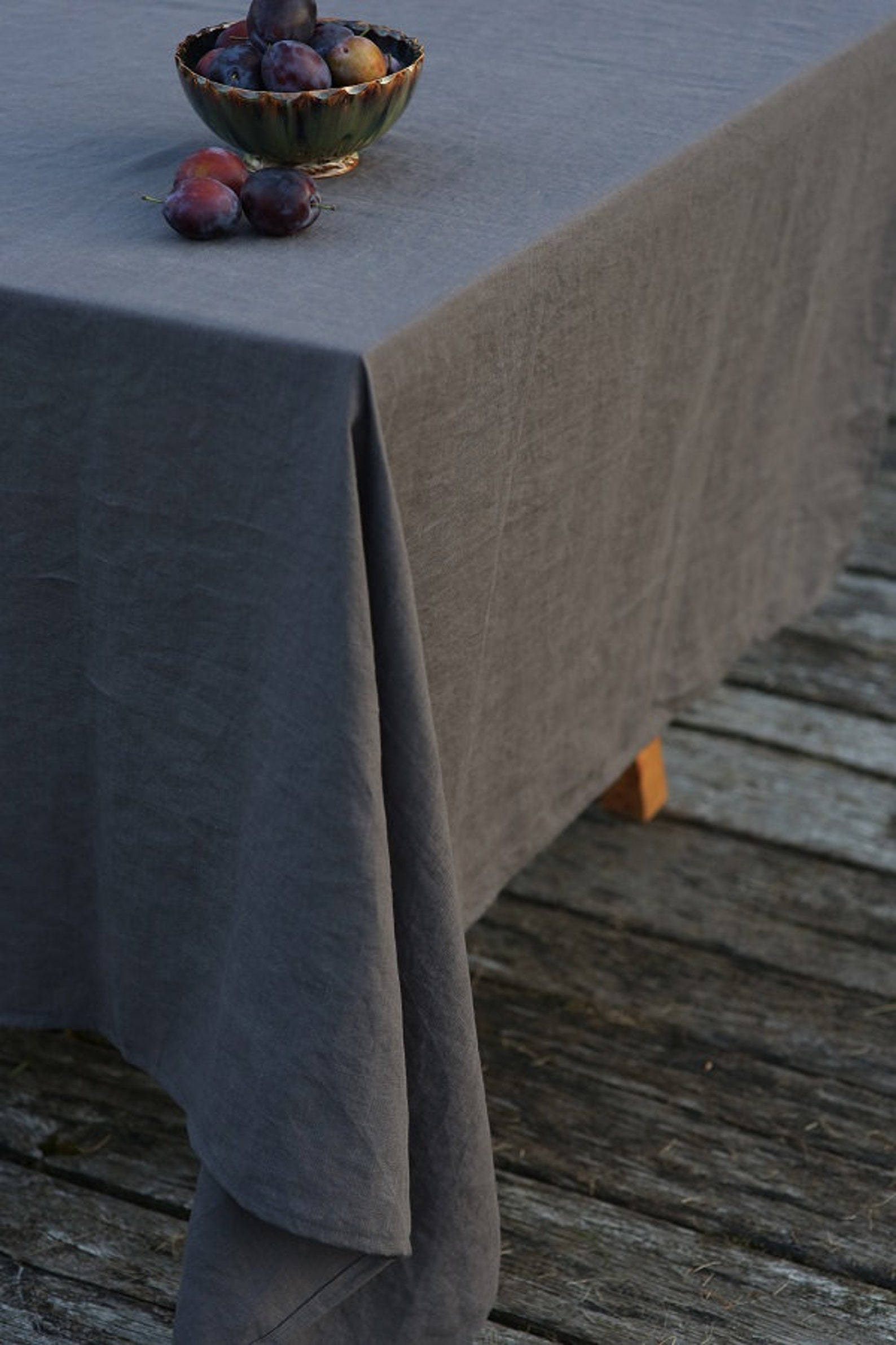 Linen Tablecloth in Grey Color , Square Round Rectangle Linen Table ...