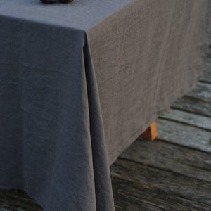 Linen Tablecloth in Grey Color , Square Round Rectangle Linen Table ...