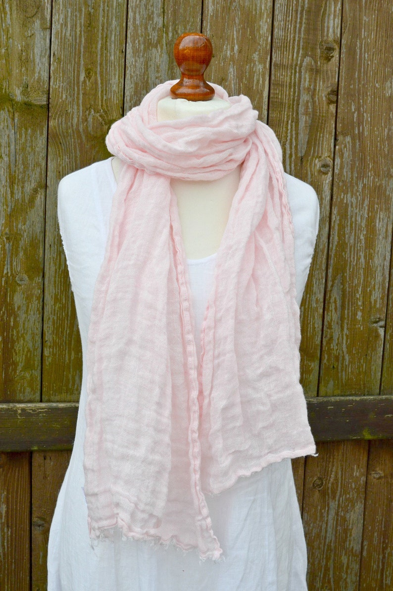 Light Pink Carf, Linen Scarf, Pink Scarf, Spring Scarf, Womens Scarf ...