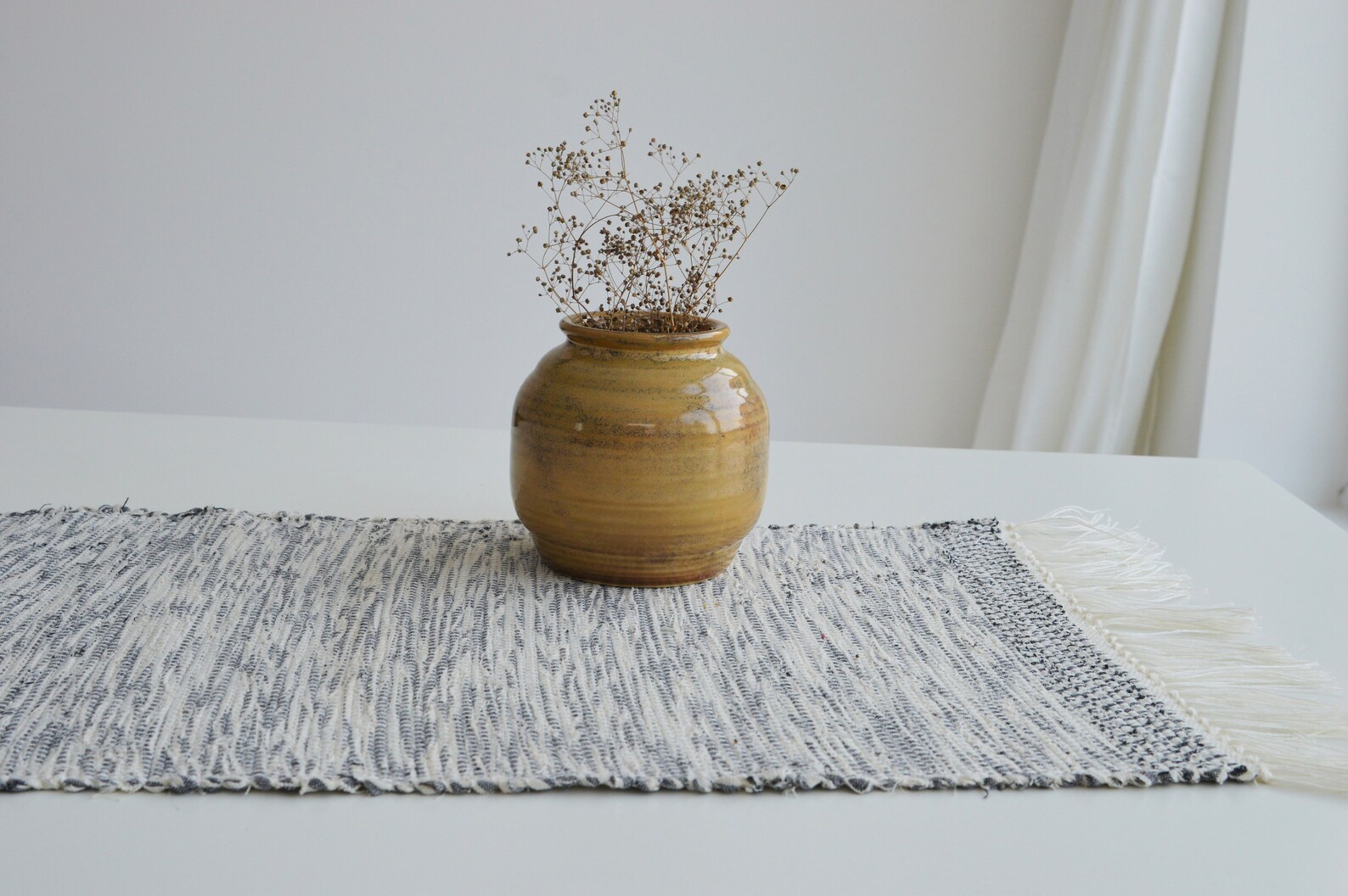 Linen Table Runner Handwoven Modern Farmhouse Table Runner - Etsy