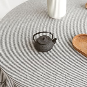Round Ruffle Tablecloth From Stonewashed Linen, Easter Linen Tablecloth ...