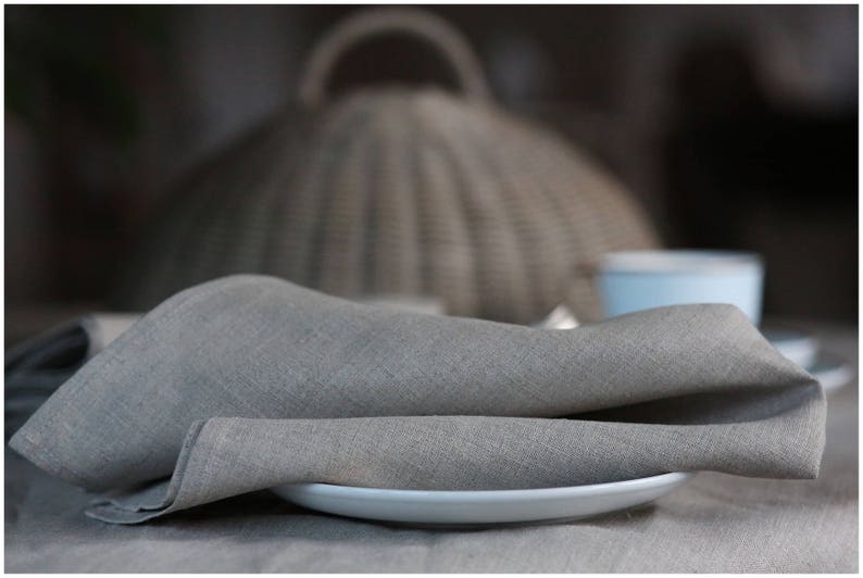 Gray Linen Napkins, Set of Napkins, Rustic Napkins, Table Napkins, Grey ...