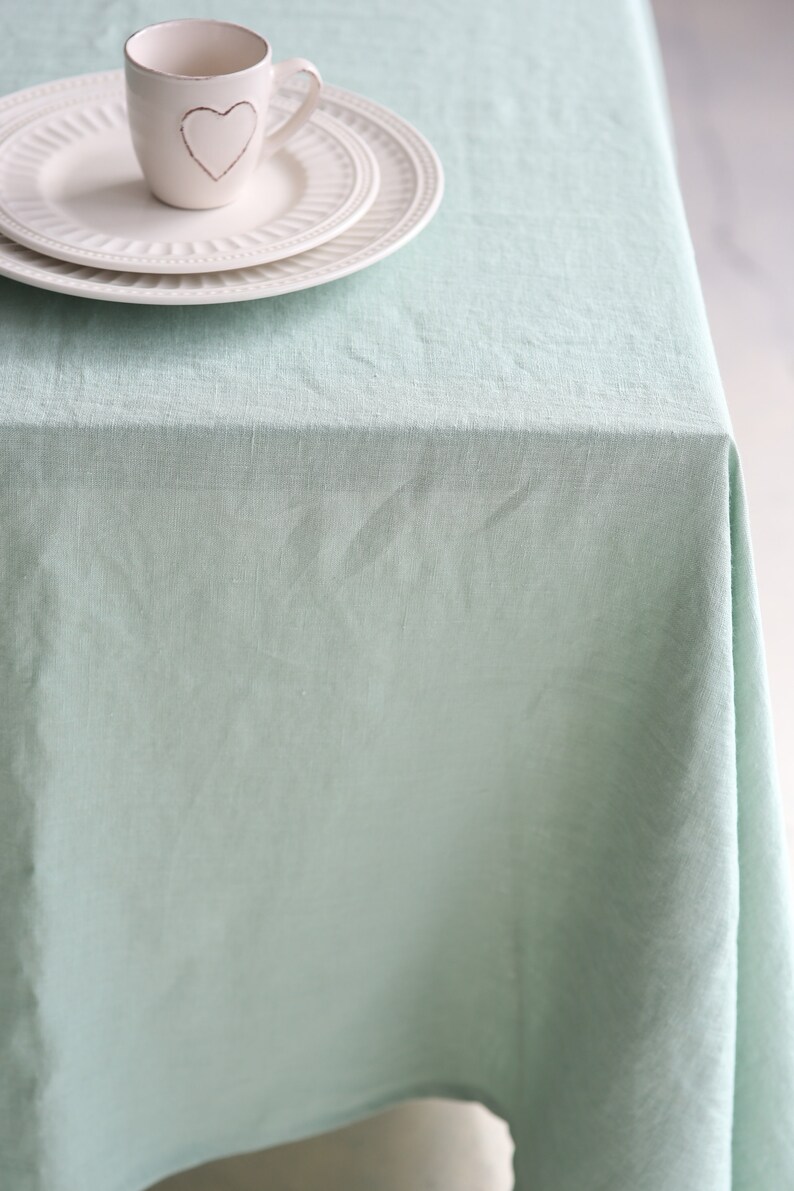 Round tablecloth Linen square table cloth in mint green | Etsy