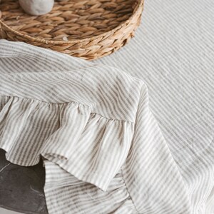 Round Ruffle Tablecloth From Stonewashed Linen, Easter Linen Tablecloth ...