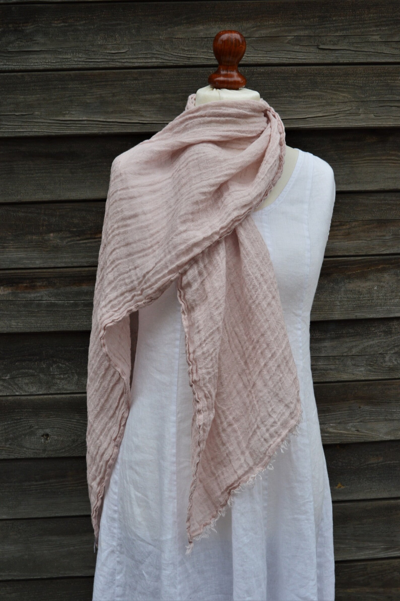 Light Pink Carf, Linen Scarf, Pink Scarf, Spring Scarf, Womens Scarf ...