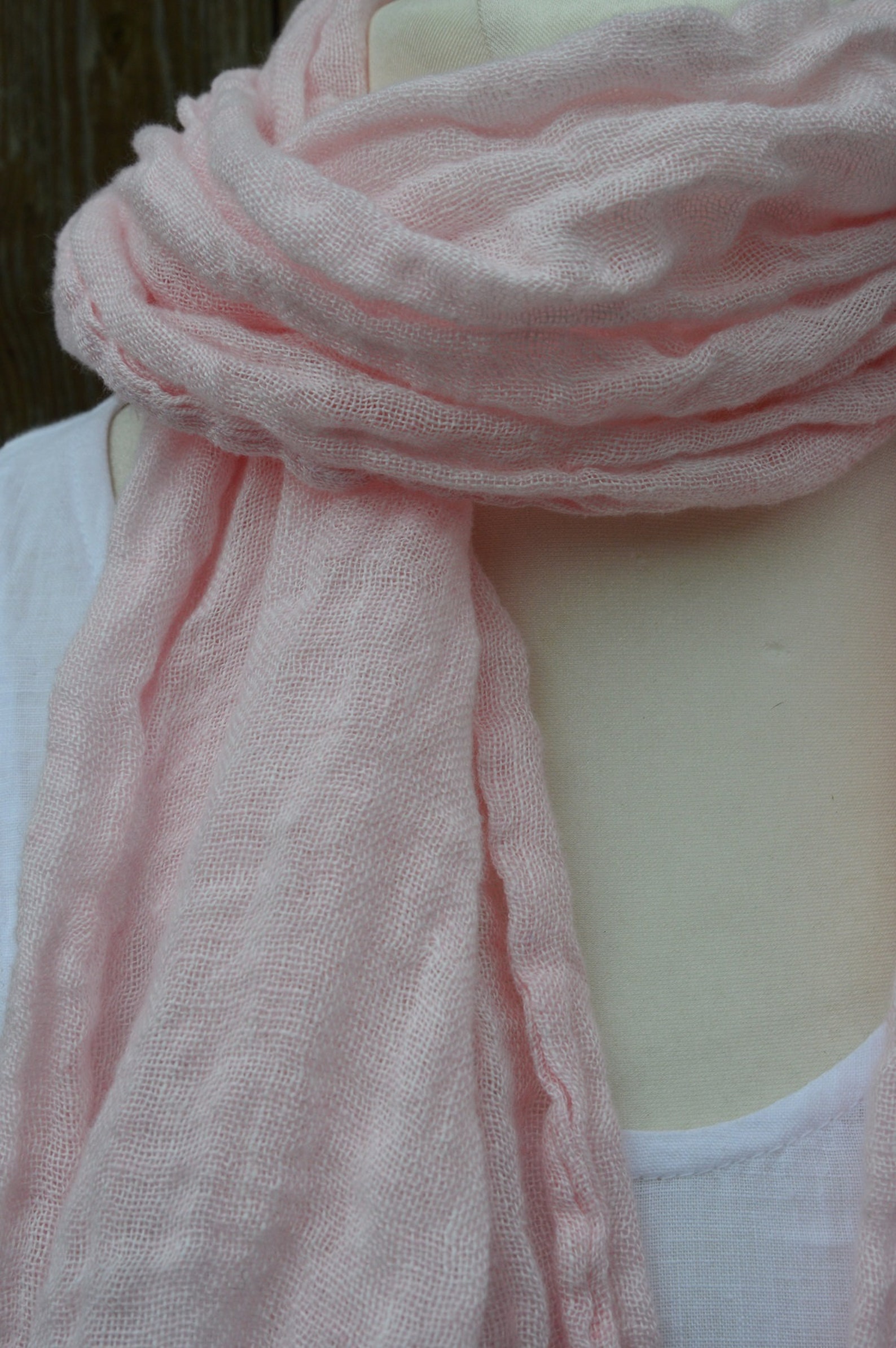Light Pink Carf, Linen Scarf, Pink Scarf, Spring Scarf, Womens Scarf ...